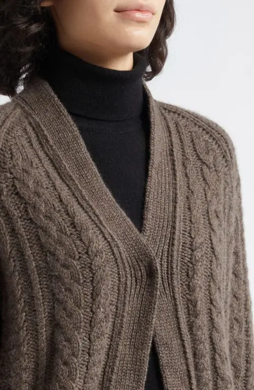 Johnstons Of Elgin Mabel Cable Stitch Cashmere V-neck Cardigan