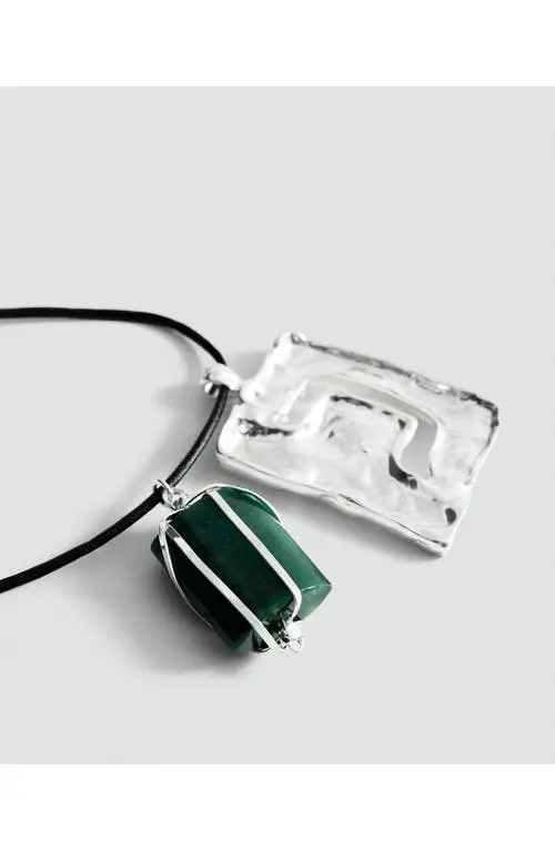 Mango Stone Charm Cord Pendant Necklace