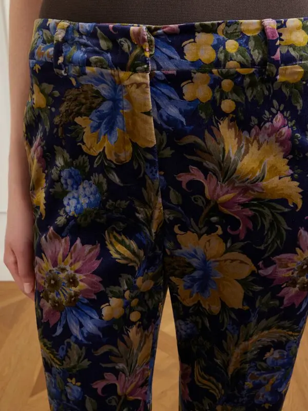 Etro Printed Cotton-blend Velvet Flared Pants - Blue