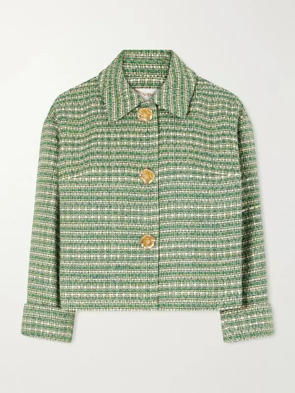 Carolina Herrera Cotton-blend Tweed Jacket - Green