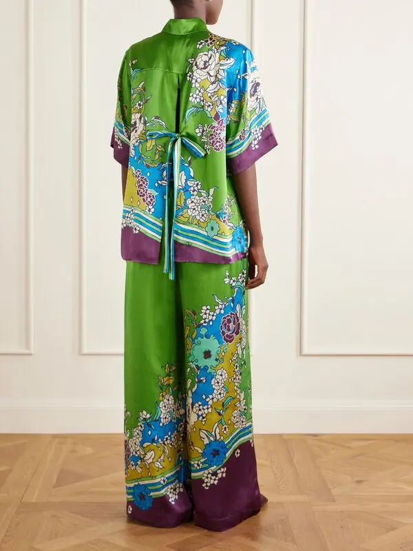 ALEMAIS Nanci Printed Silk-satin Shirt - Green