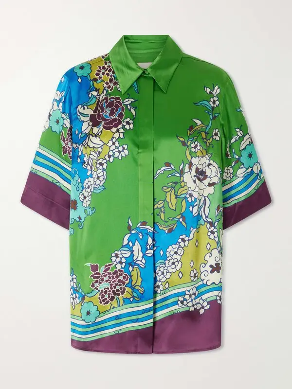 ALEMAIS Nanci Printed Silk-satin Shirt