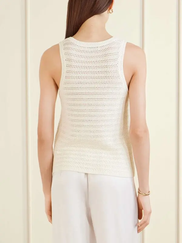 ANINE BING Arie Open-knit Cotton-blend Tank