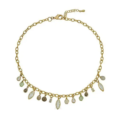 LONI PAUL JEWELRY Single Strand Gemstone Charm Necklace - Gold