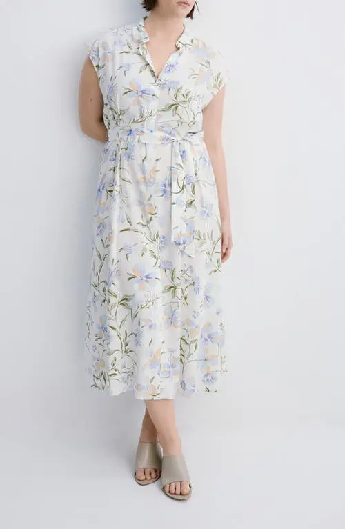 Mango Floral Print Midi Shirtdress