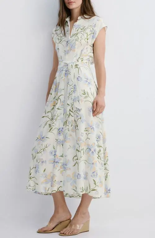 Mango Floral Print Midi Shirtdress
