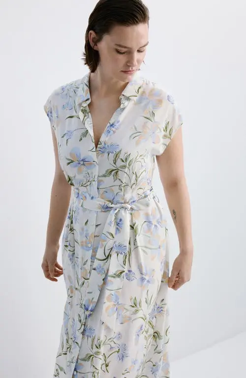 Mango Floral Print Midi Shirtdress