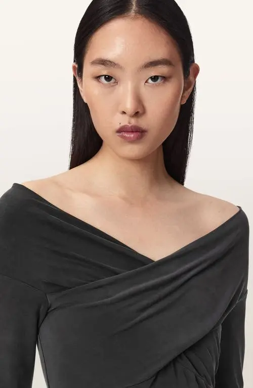 ALLSAINTS Delta Off The Shoulder Long Sleeve Maxi Dress