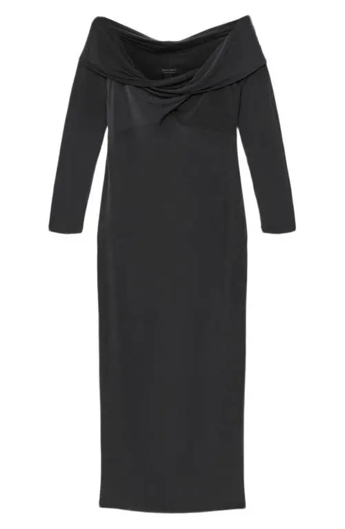 ALLSAINTS Delta Off The Shoulder Long Sleeve Maxi Dress