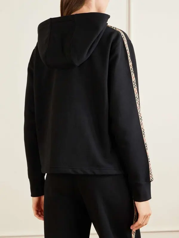 Burberry Harper Checked Cotton-jersey Zip-up Hoodie