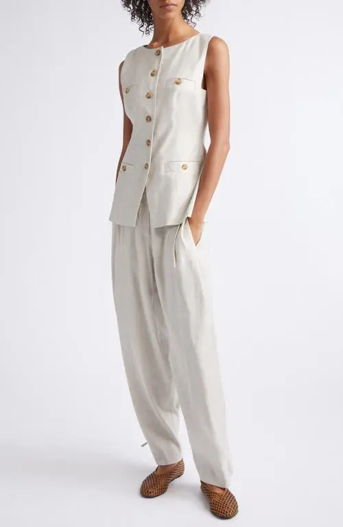 TOCCIN Amra Bateau Neck Linen Blend Vest