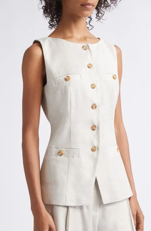 TOCCIN Amra Bateau Neck Linen Blend Vest
