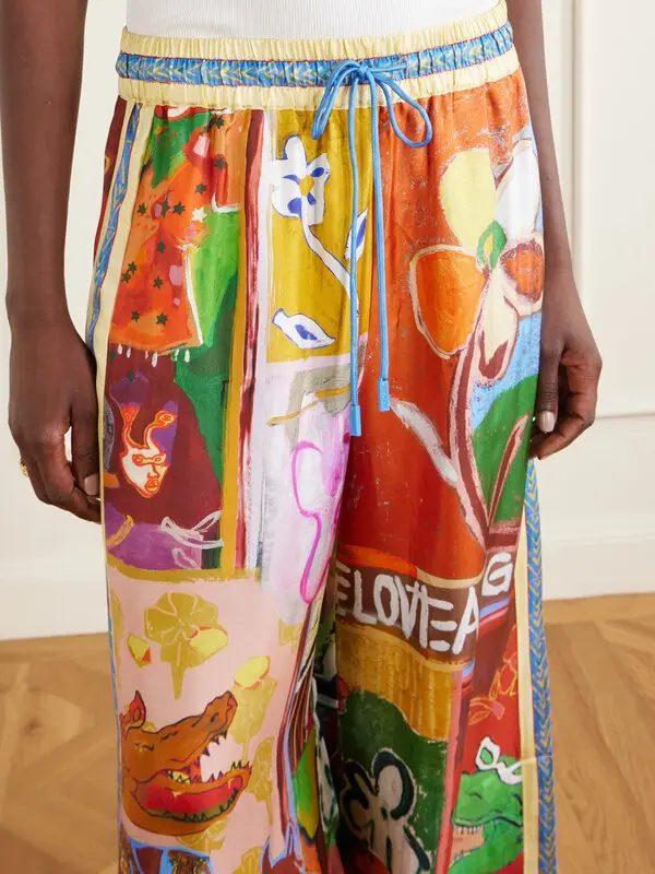 ALEMAIS Mlak Printed Silk-twill Wide-leg Pants - Multi