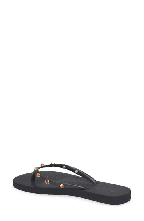 BRIZZA Stone Embellished Flip Flop - Black