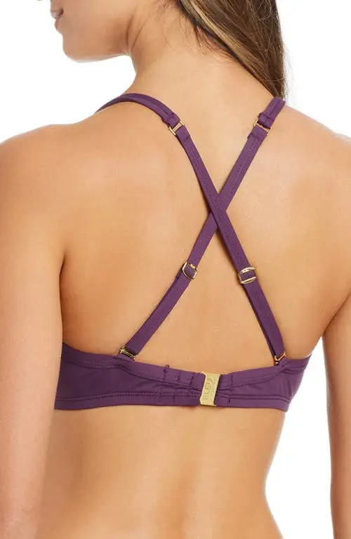 BLEU BY ROD BEATTIE Ruched Underwire Bikini Top With Gilded Hardware - Grenache