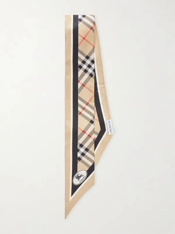 Burberry Checked Silk-twill Scarf - Neutrals