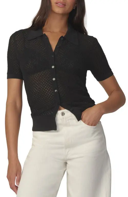 Joe's Jeans The Davey Open Stitch Short Sleeve Cardigan - Black