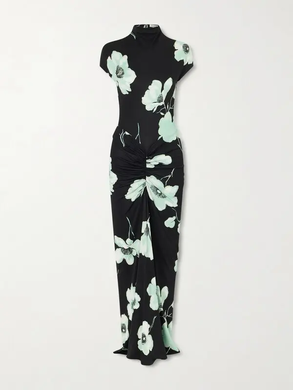 Alaïa Jersey Floral-print Maxi Dress - Black