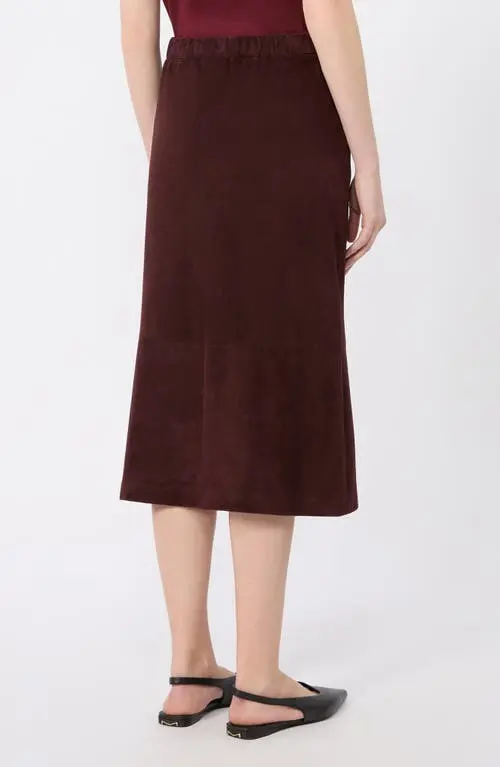 Max Mara Lambskin Suede Drawstring Midi Skirt