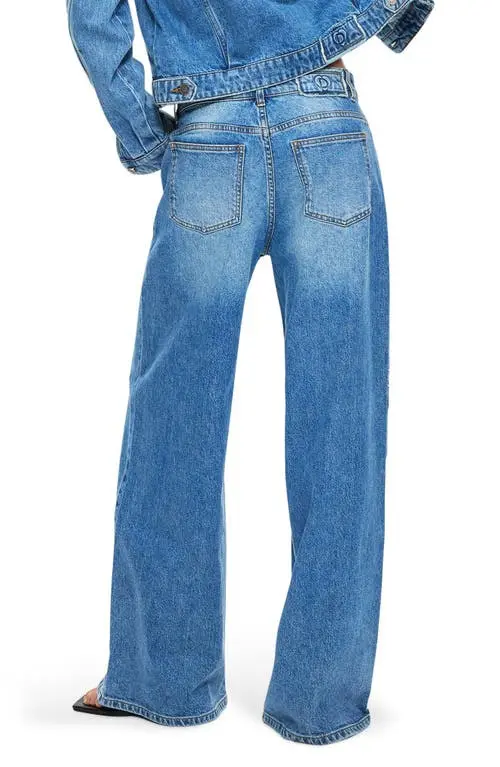Desigual Floral Embroidered Butterfly Appliqué Wide Leg Jeans