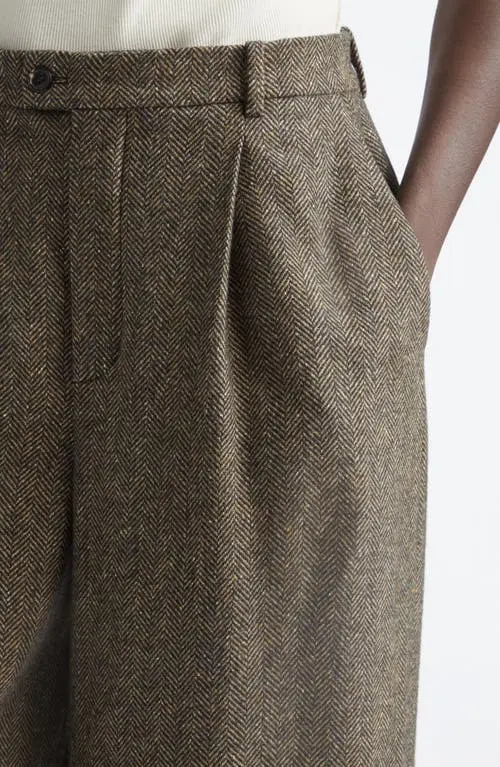 Saint Laurent Wool Herringbone Culottes