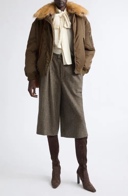 Saint Laurent Wool Herringbone Culottes