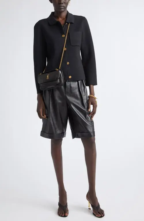Saint Laurent Lambskin Leather Bermuda Shorts