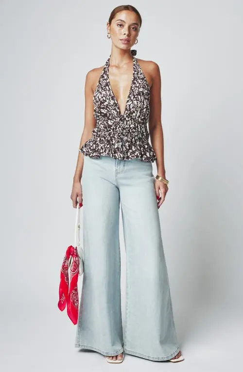 FLORENCE BY MILLS Floral Print Halter Neck Peplum Top - Pony