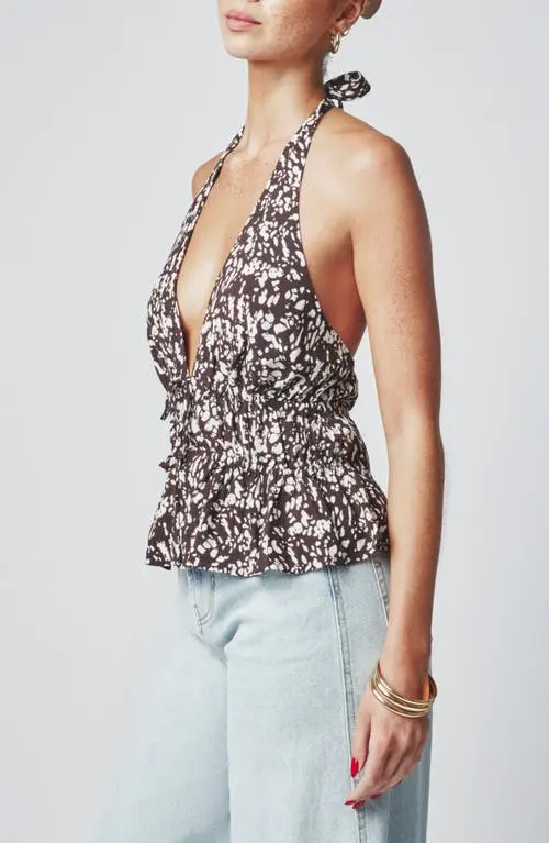 FLORENCE BY MILLS Floral Print Halter Neck Peplum Top - Pony