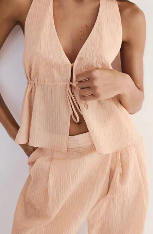 Mango Stripe Tie Front Halter Top
