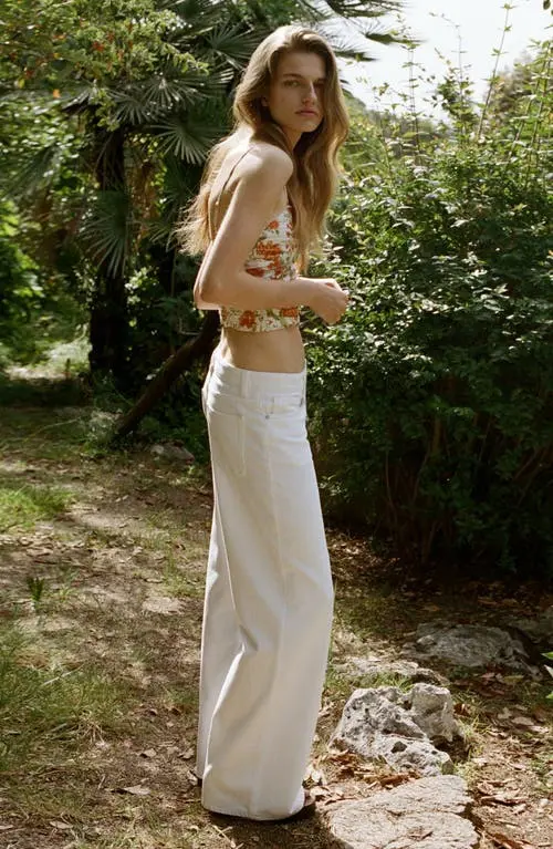 Mango Low Rise Wide Leg Jeans