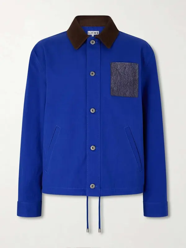 Loewe Suede-trimmed Cotton Jacket - Blue