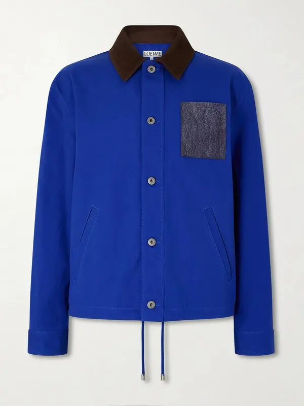 Loewe Suede-trimmed Cotton Jacket - Blue