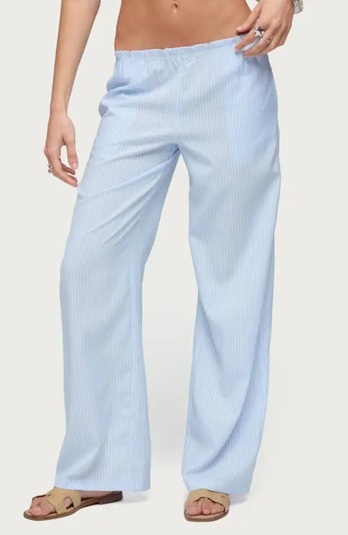 EDIKTED Cersei Stripe Low Rise Straight Leg Pants - Light-blue