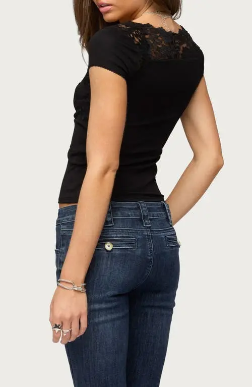 EDIKTED Nellwyn Lace Trim Crop Top