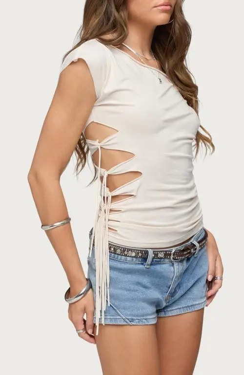 EDIKTED Rose One-shoulder Cutout Top
