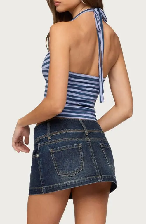 EDIKTED Twist Front Cutout Crop Halter Top