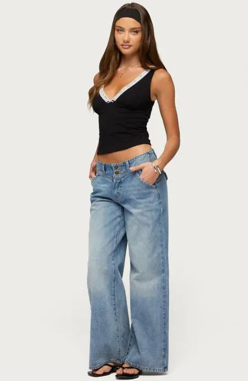 EDIKTED Winney Lace Trim V-neck Tank