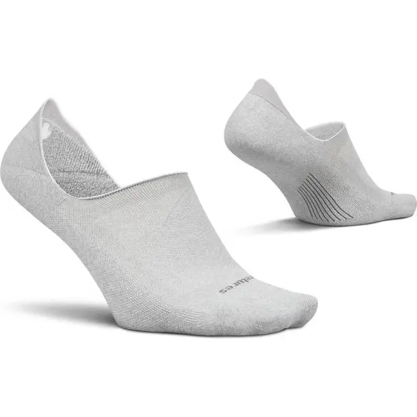 FEETURES Elite Light Cushion Invisible Socks Antislip Sport Sock Liner With Targeted Compression - Light Gray