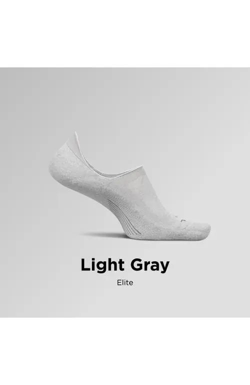FEETURES Elite Light Cushion Invisible Socks Antislip Sport Sock Liner With Targeted Compression - Light Gray