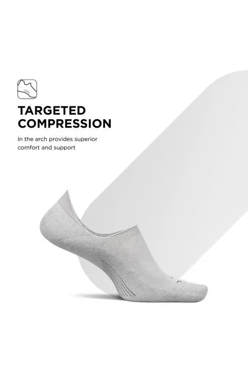 FEETURES Elite Light Cushion Invisible Socks Antislip Sport Sock Liner With Targeted Compression - Light Gray