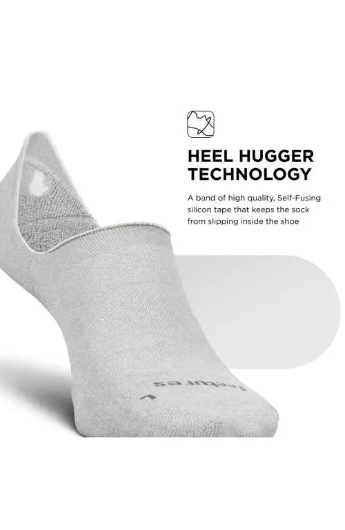 FEETURES Elite Light Cushion Invisible Socks Antislip Sport Sock Liner With Targeted Compression - Light Gray