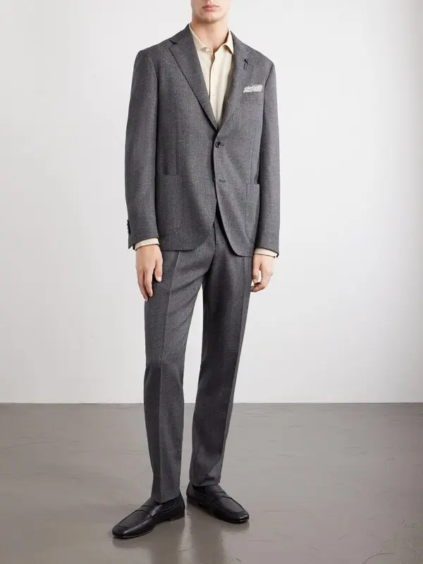 LARDINI Double-breasted Wool Suit Jacket