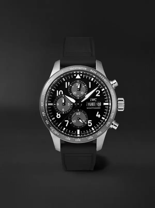 IWC SCHAFFHAUSEN Pilot's Watch Automatic Chronograph Amg 42.5mm Titanium And Rubber Watch - Black