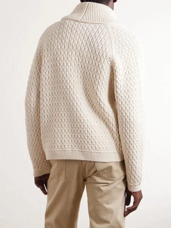 JW Anderson Honeycomb Cable-knit Zip-up Cardigan - Neutrals