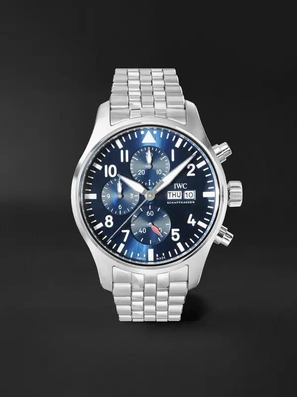 IWC SCHAFFHAUSEN Pilot's Automatic Chronograph 43mm Stainless Steel Watch - Blue