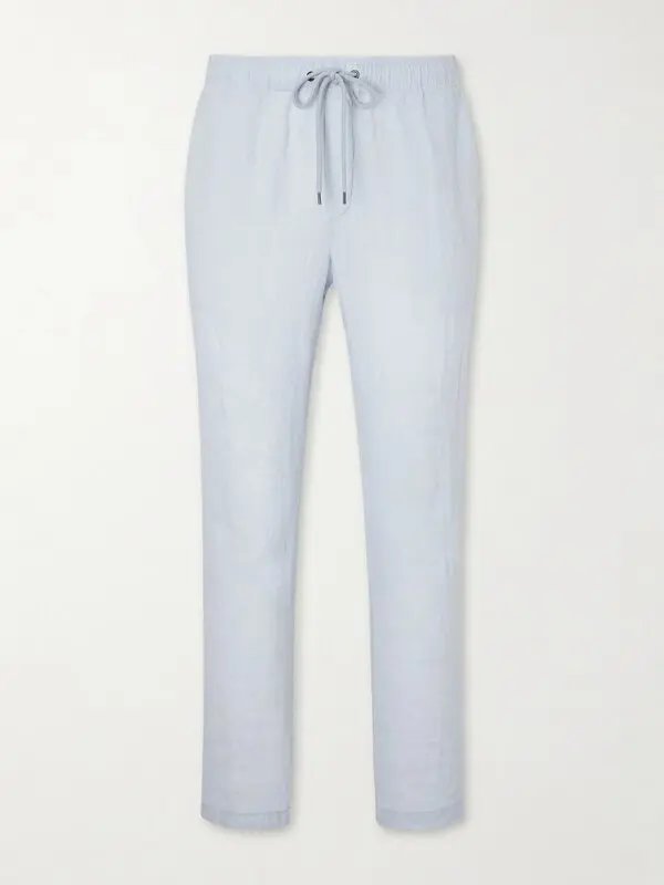 JAMES PERSE Straight-leg Garment-dyed Linen Drawstring Trousers