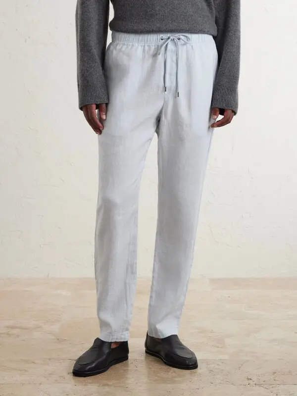 JAMES PERSE Straight-leg Garment-dyed Linen Drawstring Trousers