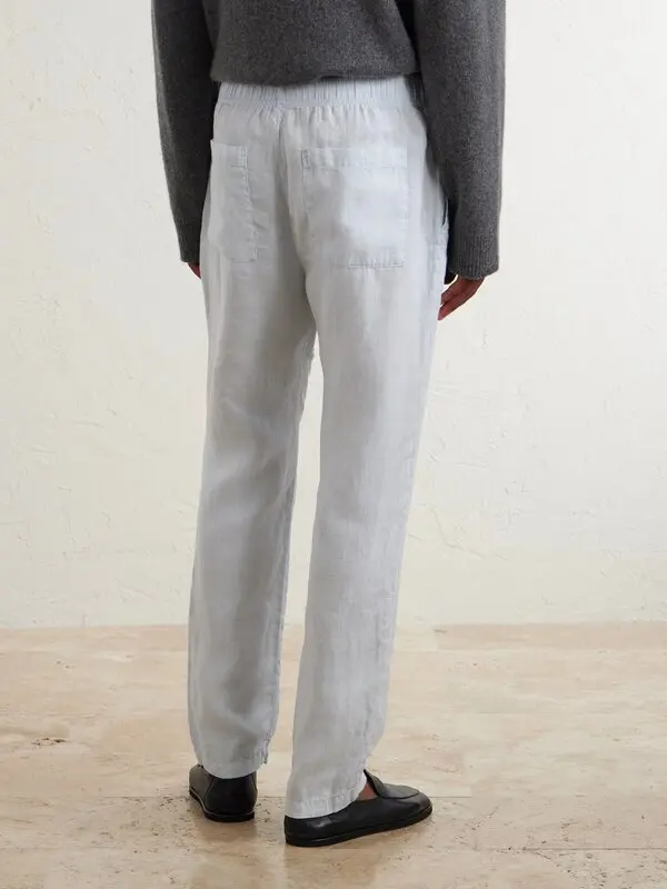 JAMES PERSE Straight-leg Garment-dyed Linen Drawstring Trousers