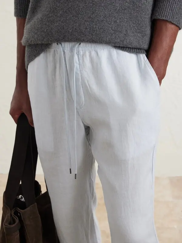 JAMES PERSE Straight-leg Garment-dyed Linen Drawstring Trousers